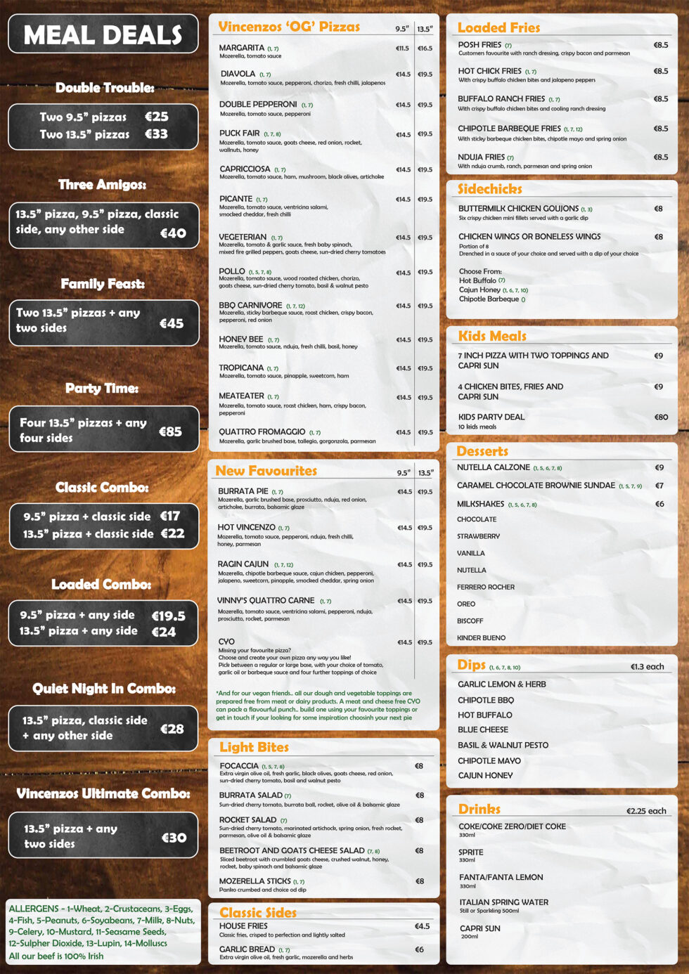 Our Menu - Vincenzo's Wood Fired Pizza